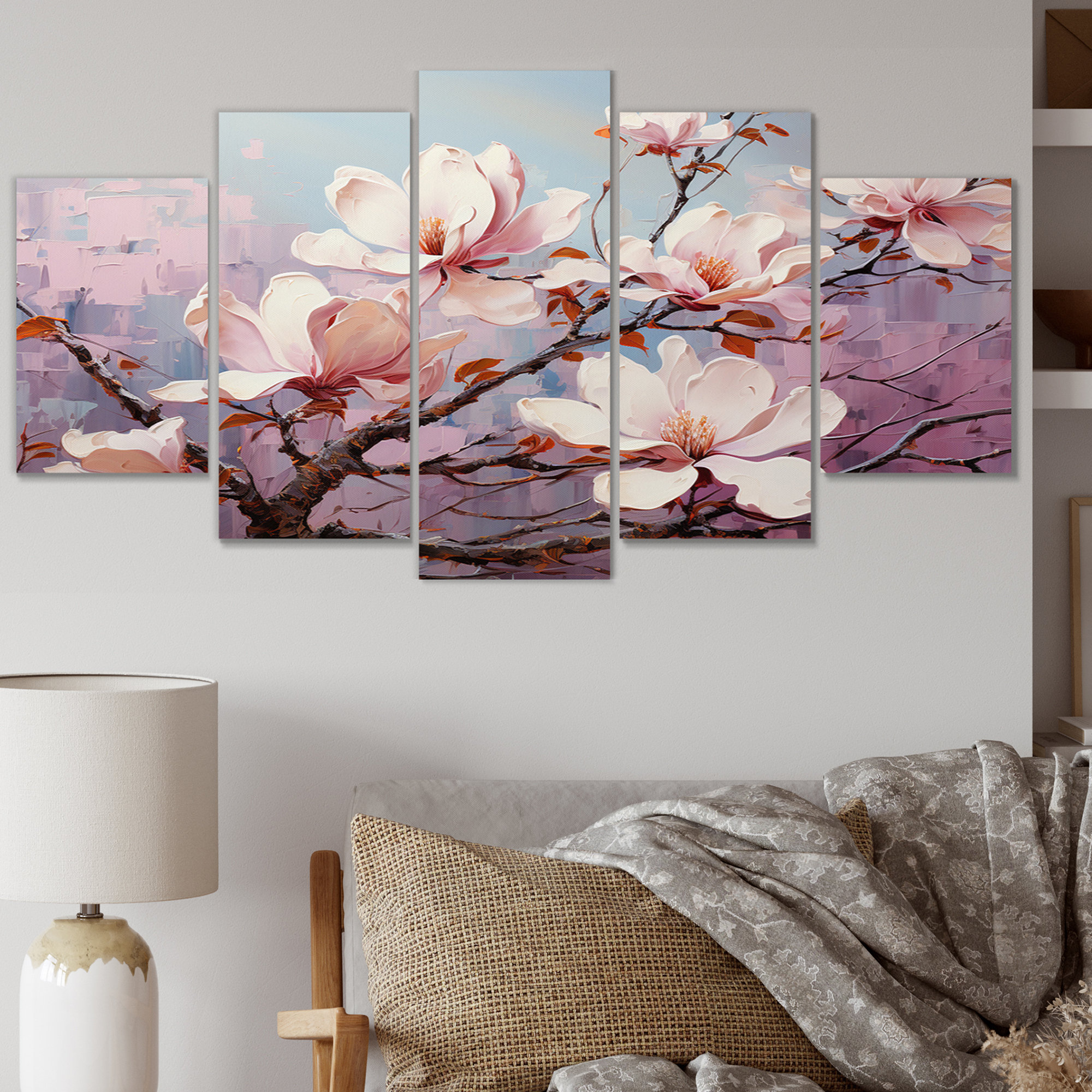 Red Barrel Studio® White Pink Magnolias Magnolia Symphony III - Floral ...