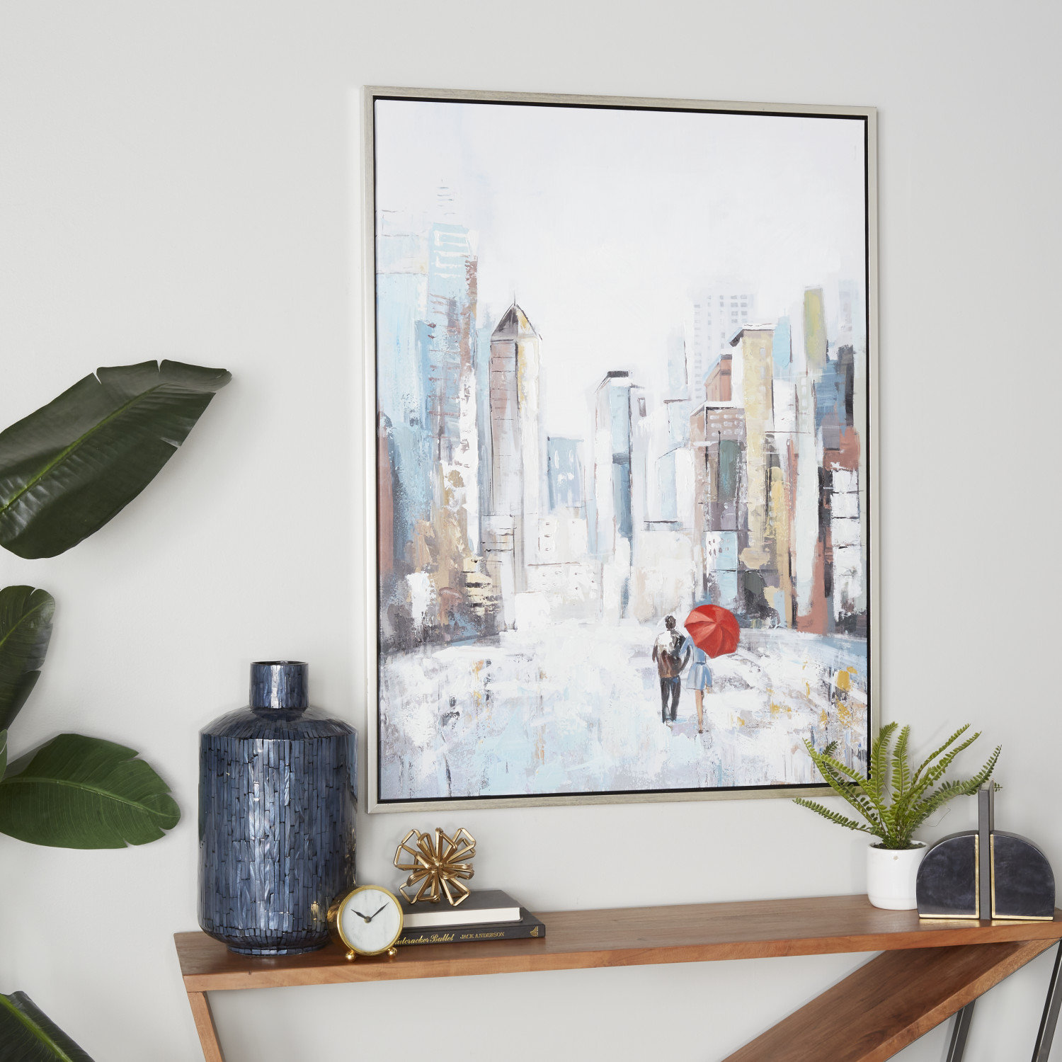 Latitude Run® Canvas City Multi Colored Framed Wall Art with Silver ...