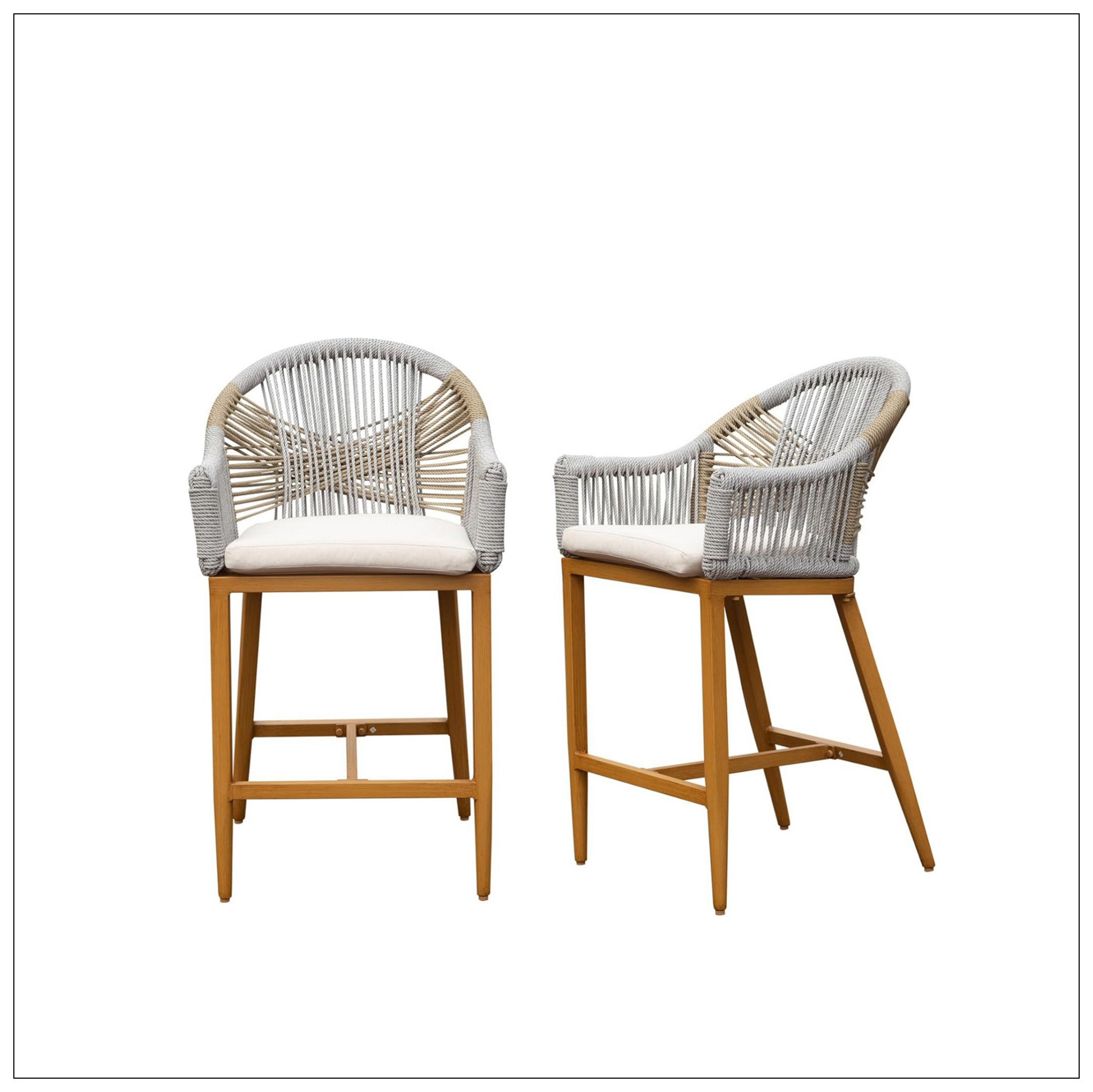Dakota Fields Bar Stools Set of 2 with Arm and Backrest, Outdoor ...