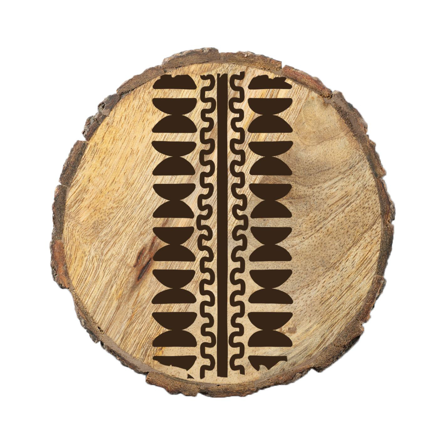 East Urban Home Black Geo Pattern 4-Pack Round Mango Wood Bard Edge ...