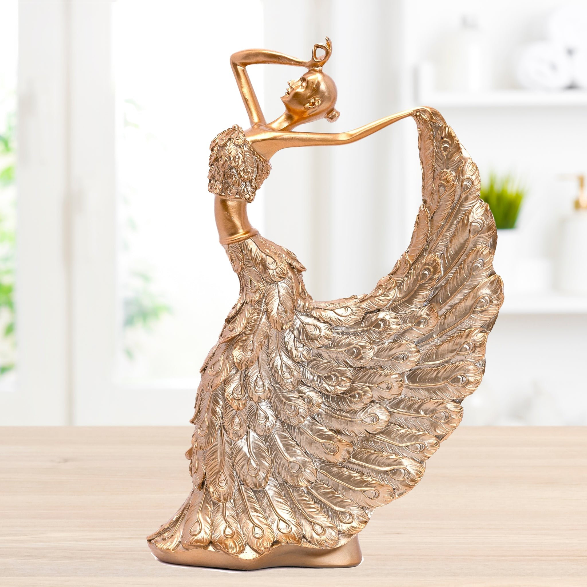 Rosdorf Park Jegar Golden Polyresin Peacock Figurine In Dancing Pose ...
