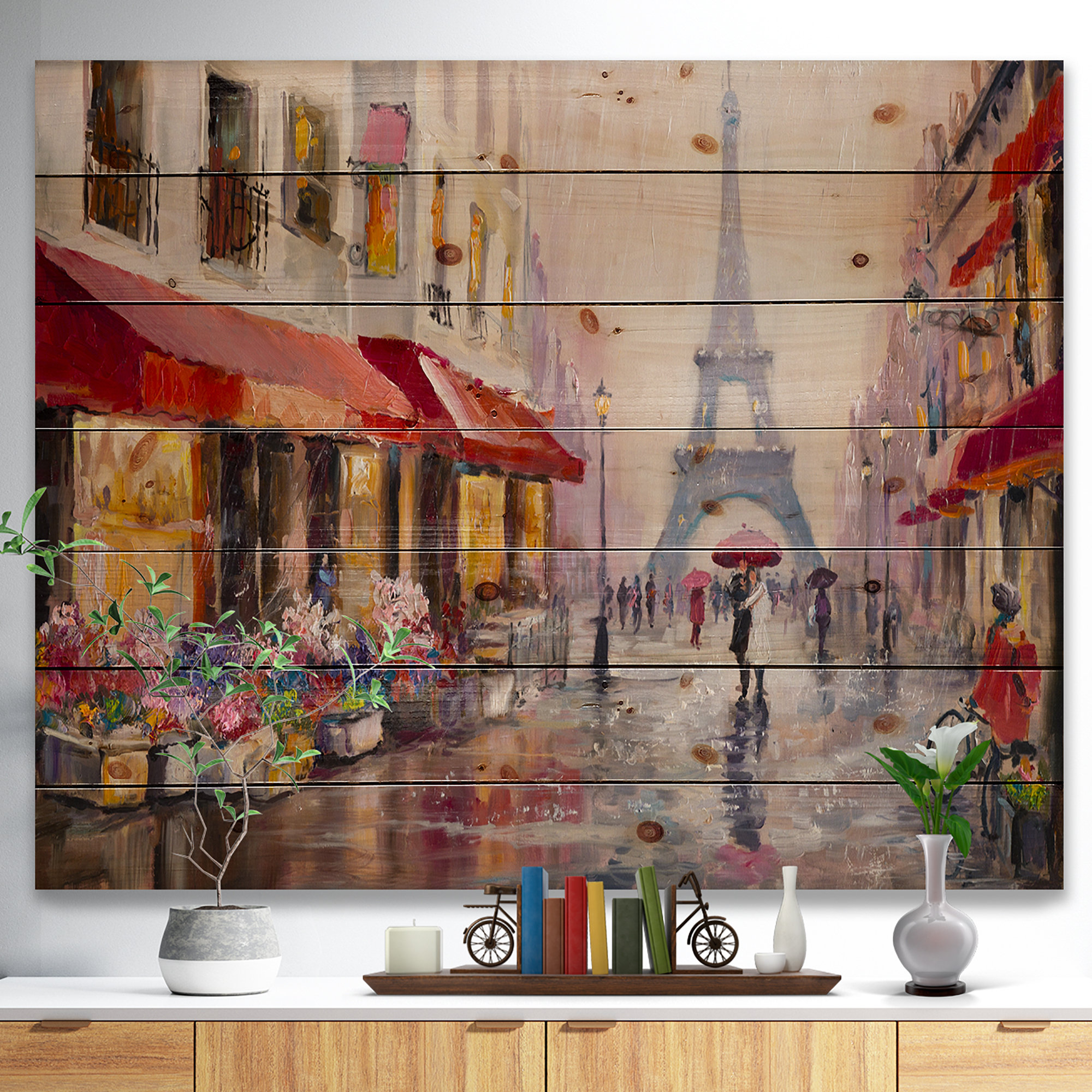 Winston Porter Lovers In Paris Eiffel Tower - French Country Brown Wood ...
