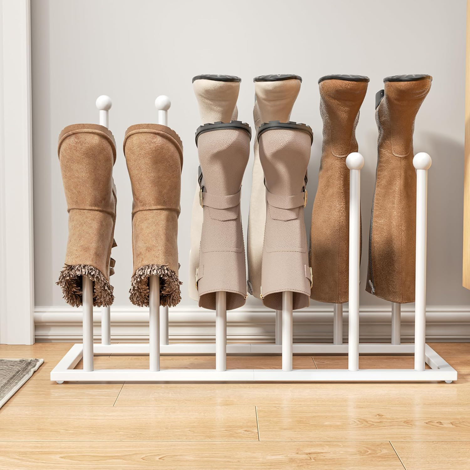 Latitude Run® Boot Rack Organizer Tall Boots, White Boot Storage ...