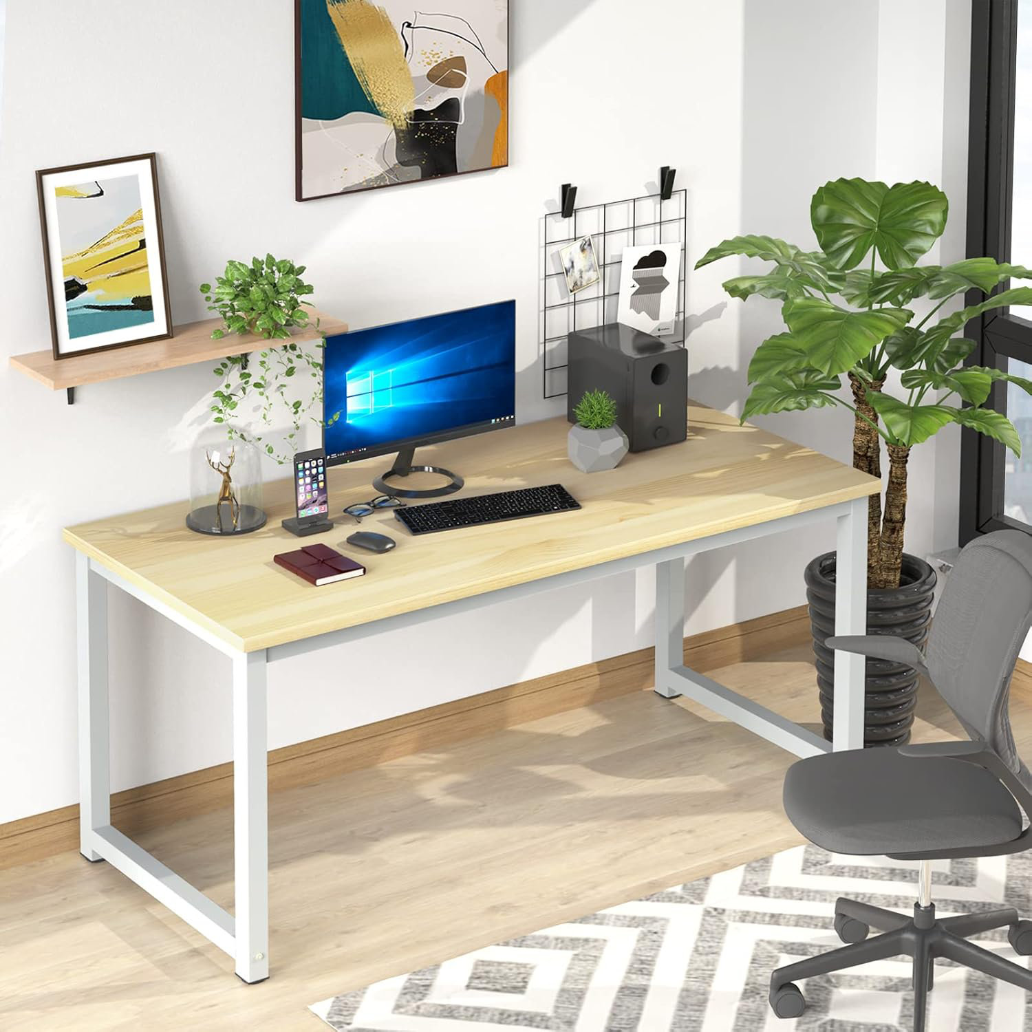 Latitude Run® 63" Large Computer Desk,Modern Simple Style PC Table ...