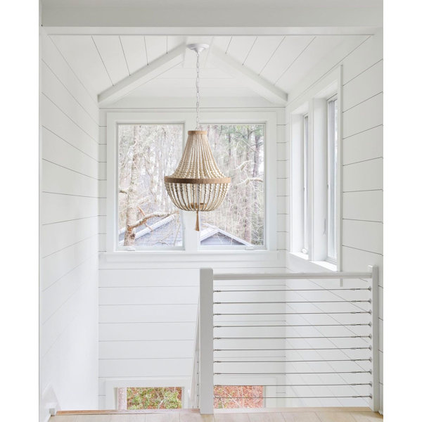 Langley Street Heald 4-Light Beads White/Brown Finish Dimmable Pendant ...