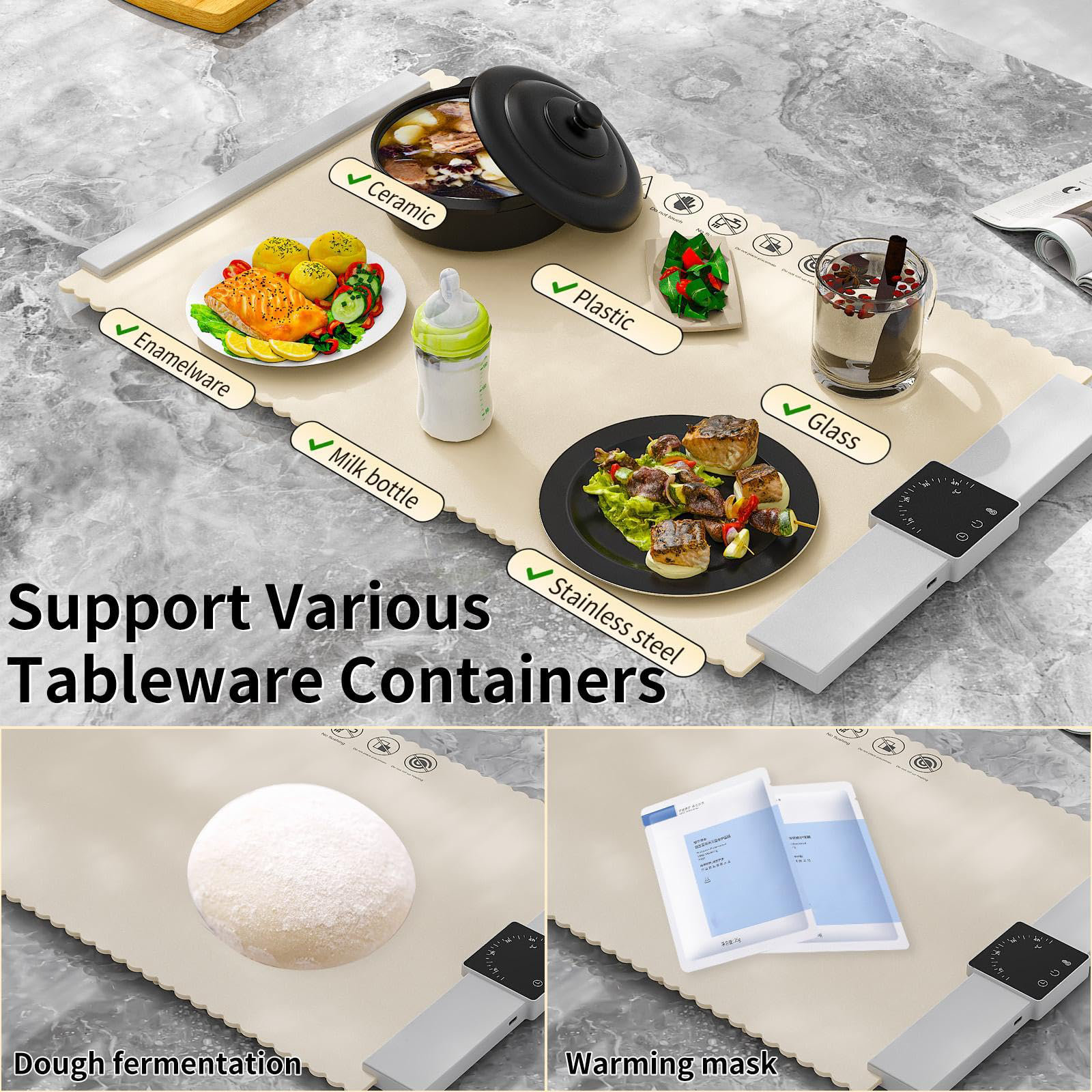 Mint Pantry Silicone Electric Heating Tray, Foldable Food Warmer Mat ...