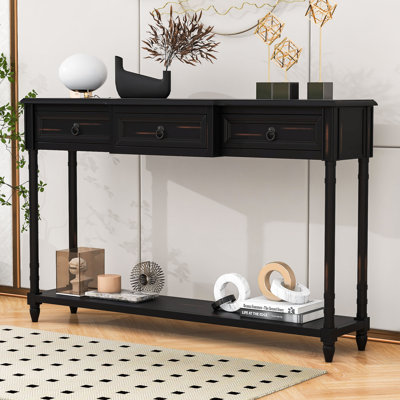 Alcott Hill® Deryck Wooden Console Table with Storage Drawers and ...