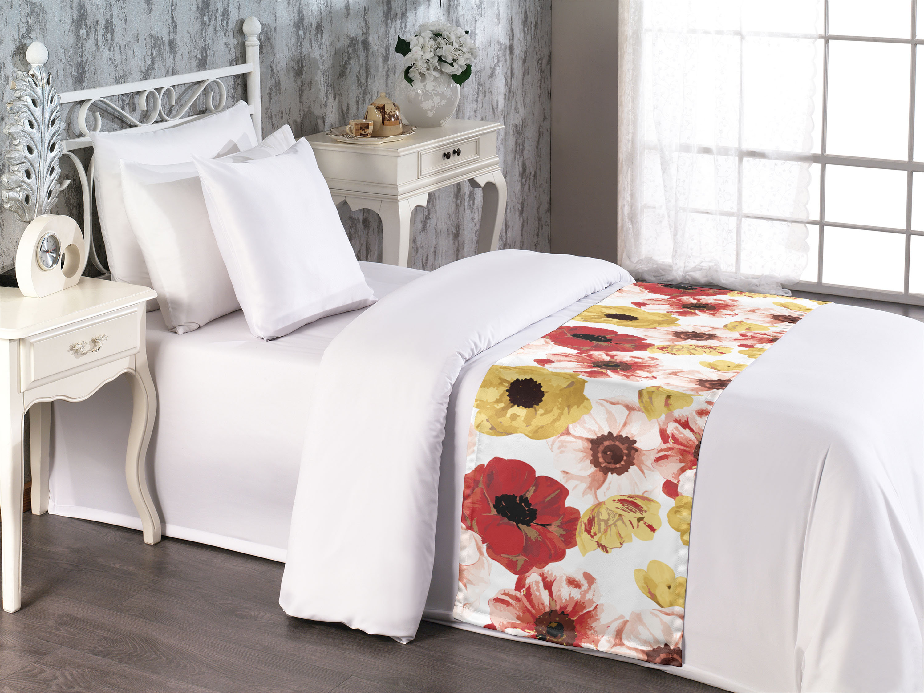 Ambesonne Botanical Bed Scarf Runner Spring Boho Aura Floral Blush ...