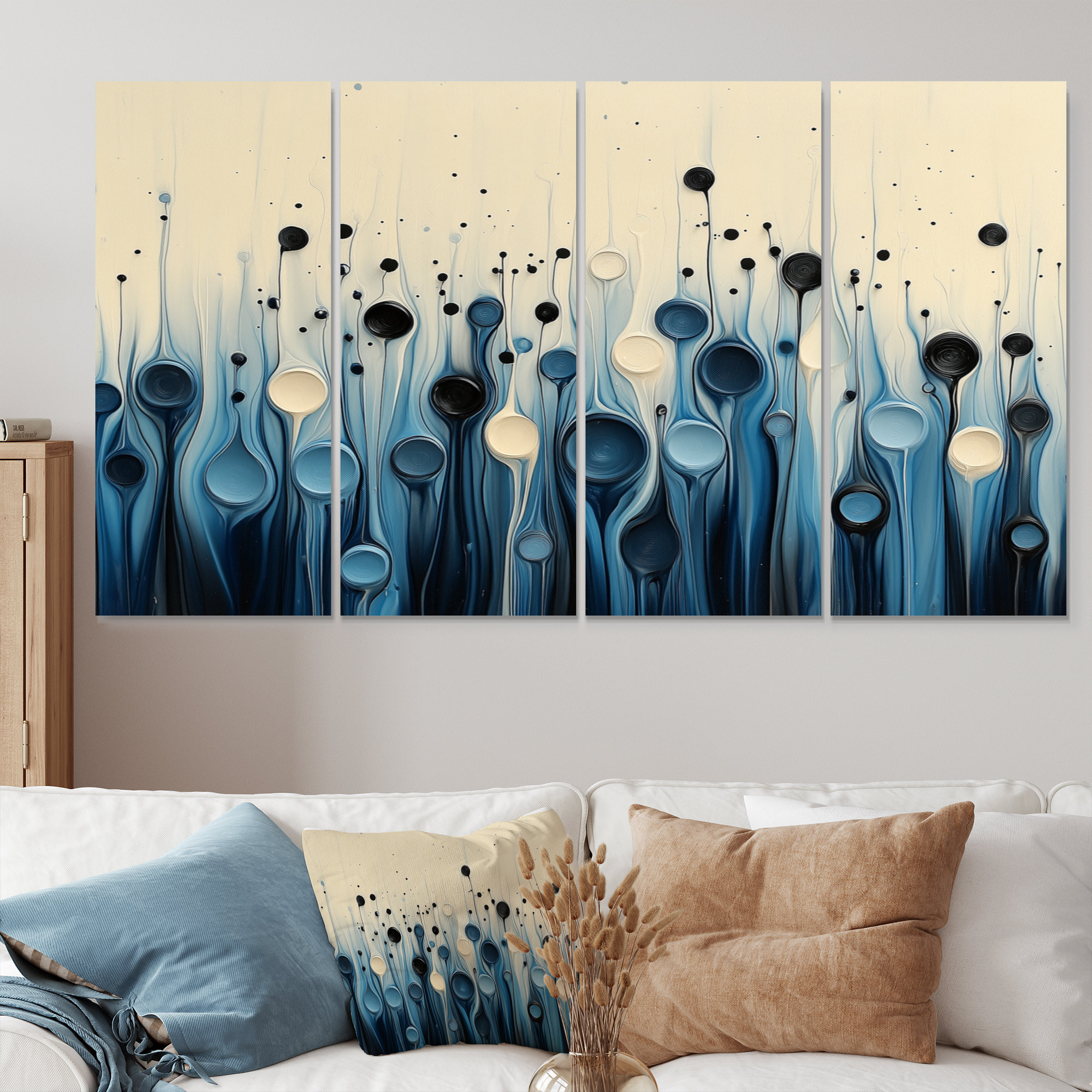 Orren Ellis Drip Painting Aqua Rhythmic Splashes Of Serenity II - Drip ...