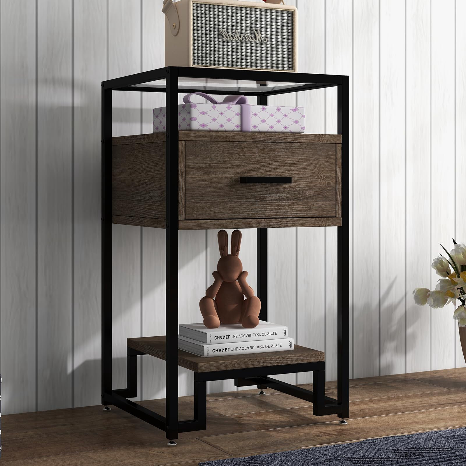 Mercer41 Nightstand, Mid Century Modern End Table With Storage Drawer ...