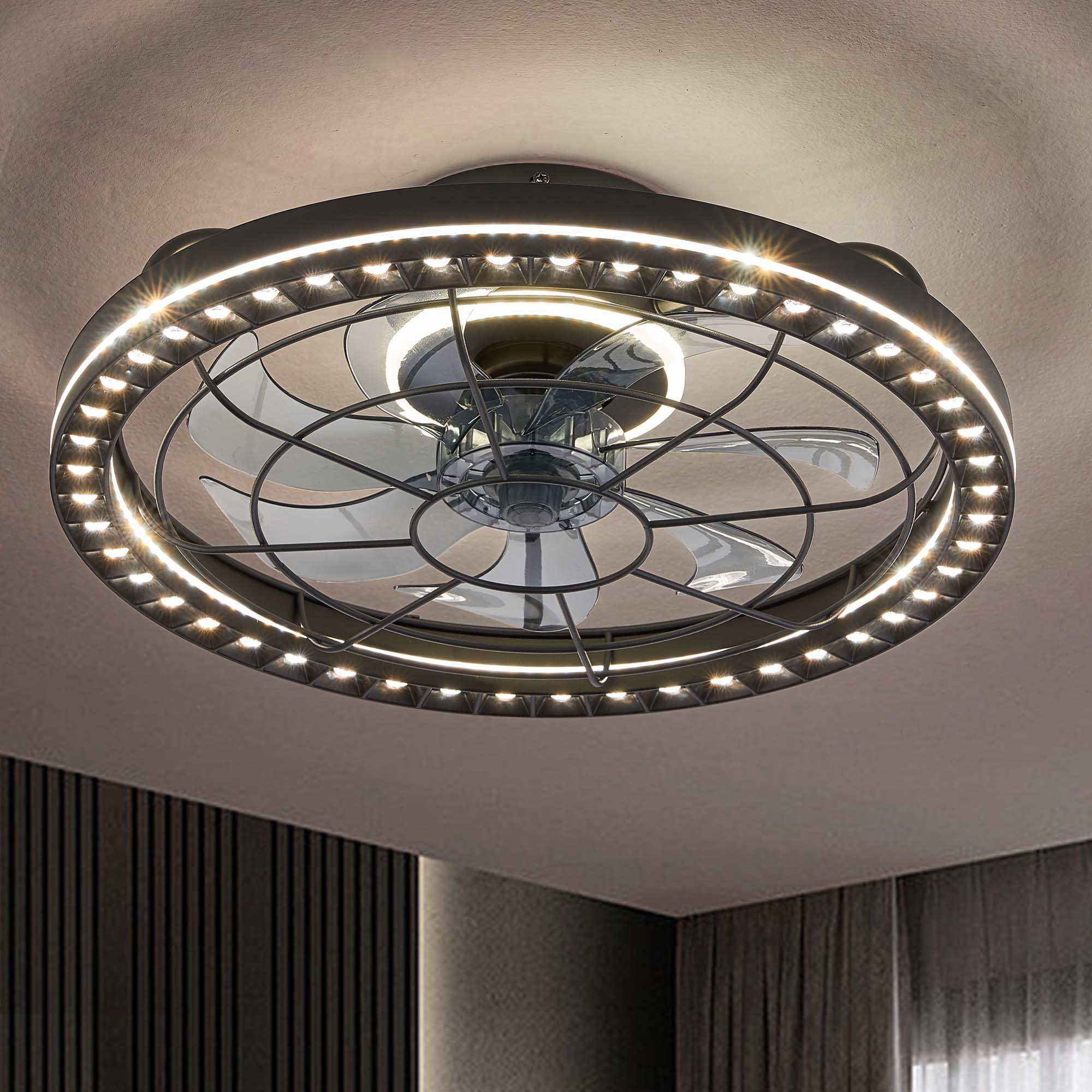 Wrought Studio 19'' Dimmable Caged Ceiling Fan with LED Lights ...