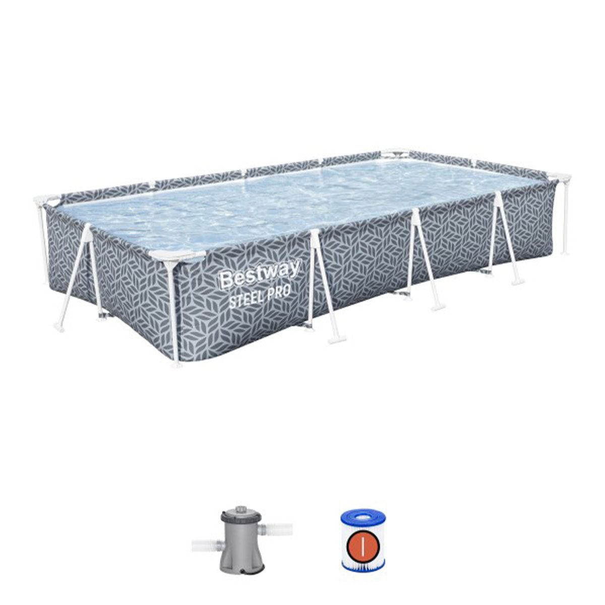 Bestway Steel Pro Rectangle Above Ground Swimming Pool Set, 12' x 6'7 ...