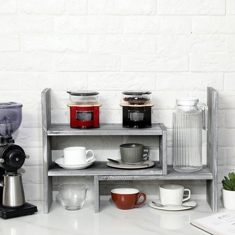 Gracie Oaks Deanda Kitchen Wood Organizer Shelving Rack Helper Shelf ...