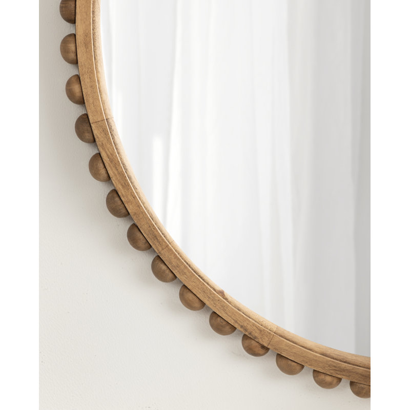 Dakota Fields Wooden Round Beaded Mirror | Wayfair
