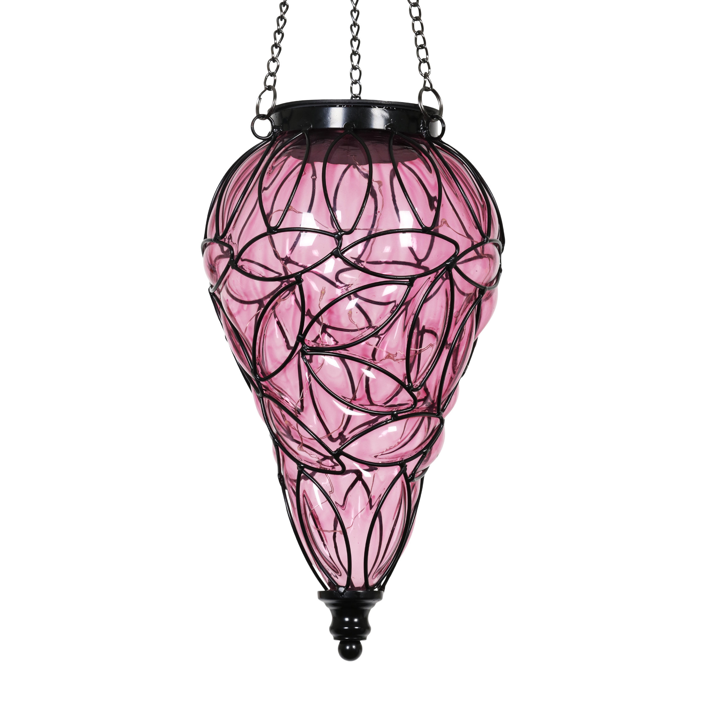 Exhart Solar Tear Shaped Glass and Metal Hanging Lantern with 15 Cool ...