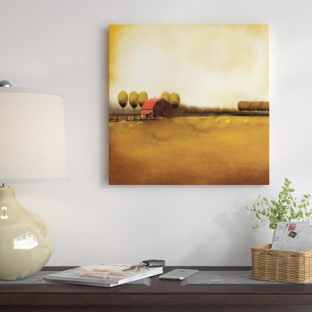 East Urban Home 'Rural Landscape II' Painting Print on Wrapped Canvas ...