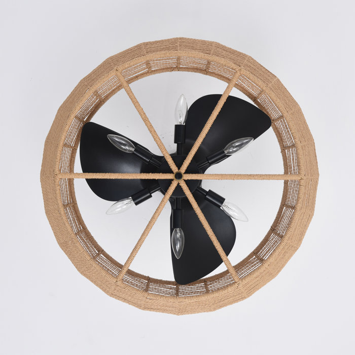 Warehouse of Tiffany Akasha 28 Inch Rattan Rope Ceiling Fan 6 Light ...