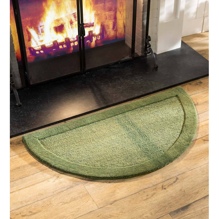 Plow & Hearth Madrid Banded Half-Round Hearth Rug, 2 ' X 4 ' Hand ...