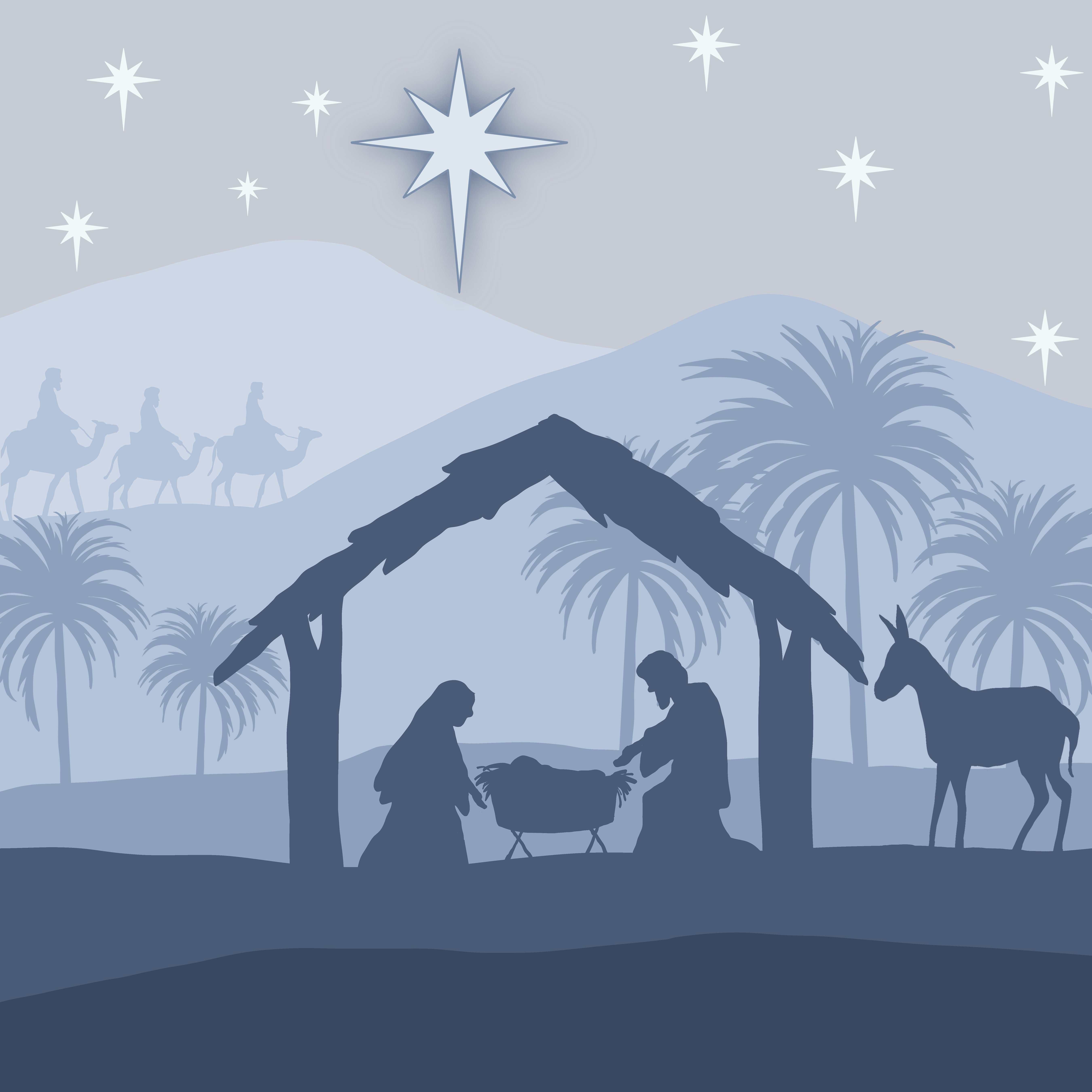 Winston Porter Blue Nativity II On Canvas by Regina Moore Print | Wayfair