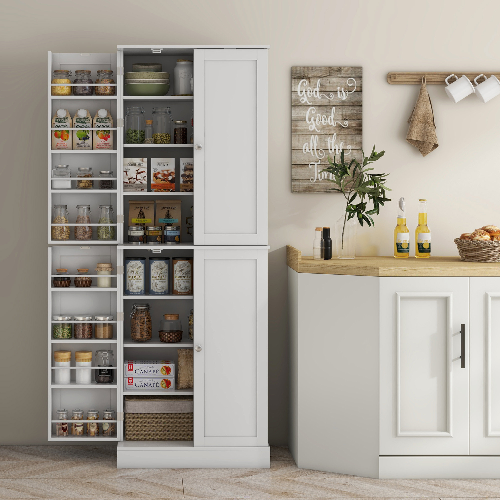 Highland Dunes 65" Kitchen Pantry Cabinet | Wayfair
