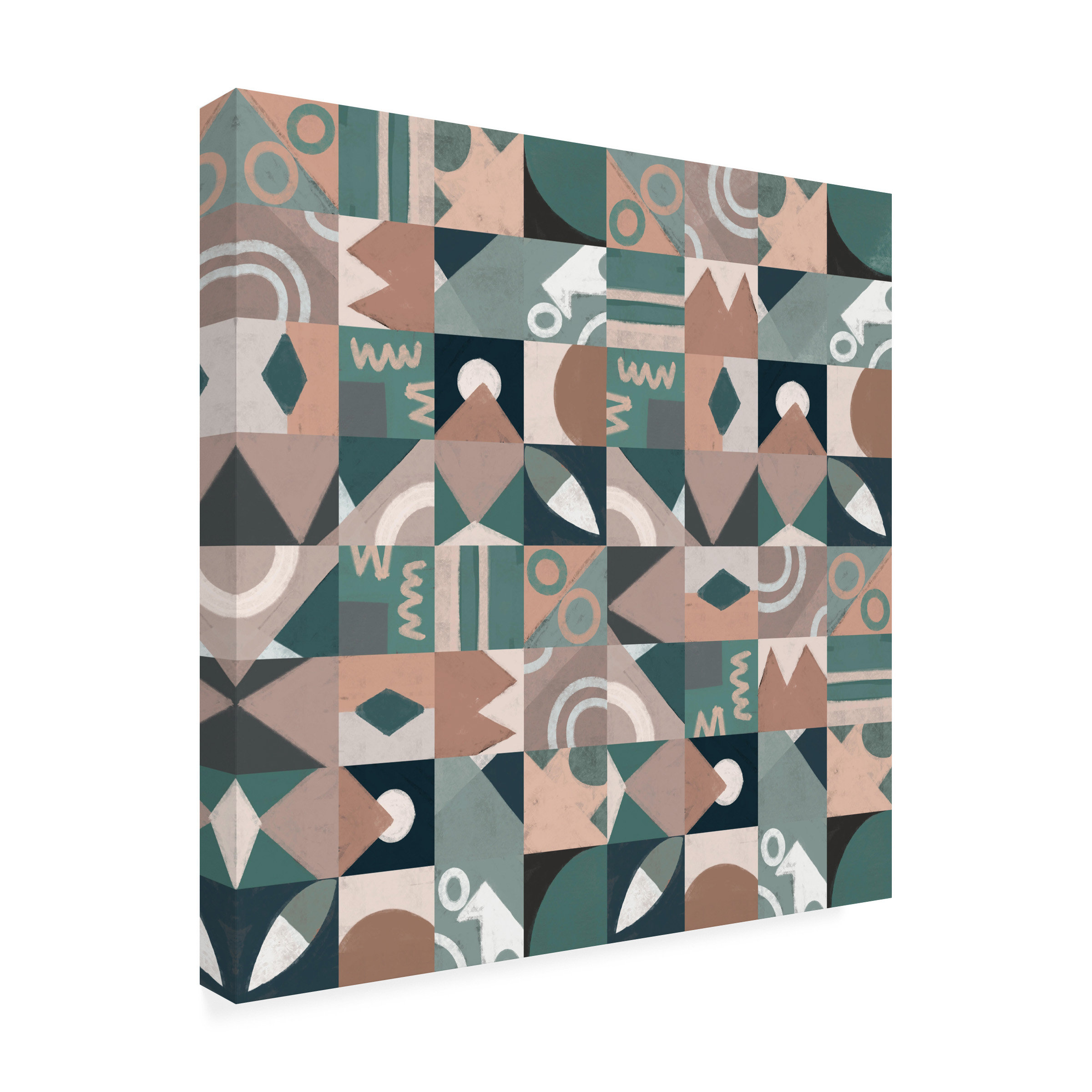 Trademark Fine Art Little Dean The Mid Century Grid Pattern Canvas Art ...