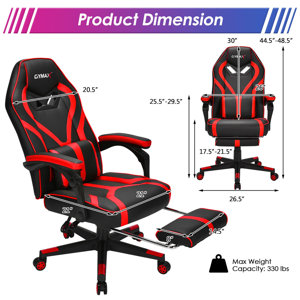 Gymax Reclining Ergonomic Faux Leather Swiveling PC & Racing Game Chair ...