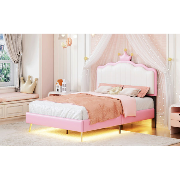 Mercer41 Upholstered Princess Bed With Crown Headboard | Wayfair