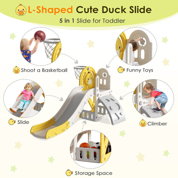 Suteck 5 in 1 Toddler slide, Kids Slide with Climber Outdoor Indoor ...