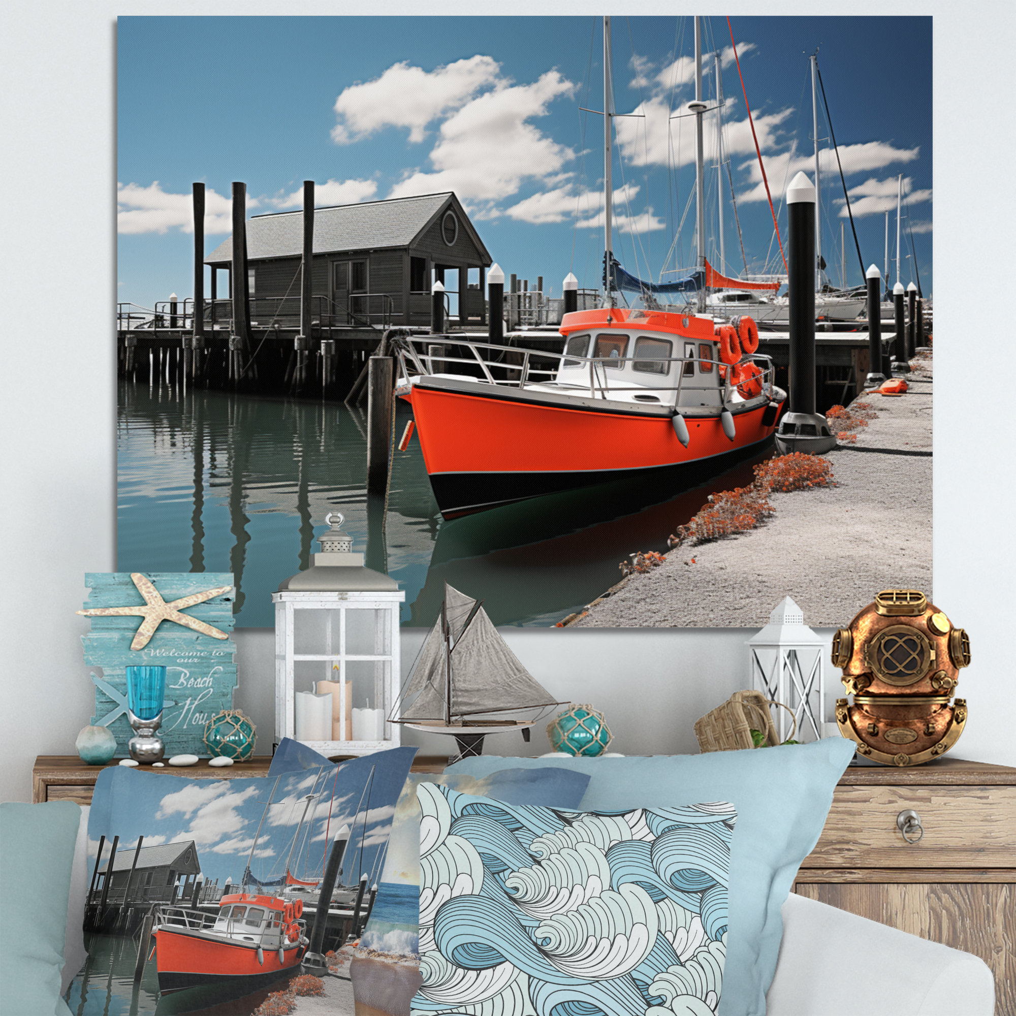 Latitude Run® Port Harbor Shadows I - Nautical & Beach Canvas Prints ...