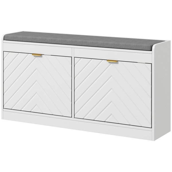 Brayden Studio Shoe Bench With 2 Flip Drawers And 4 Vents | Wayfair.co.uk
