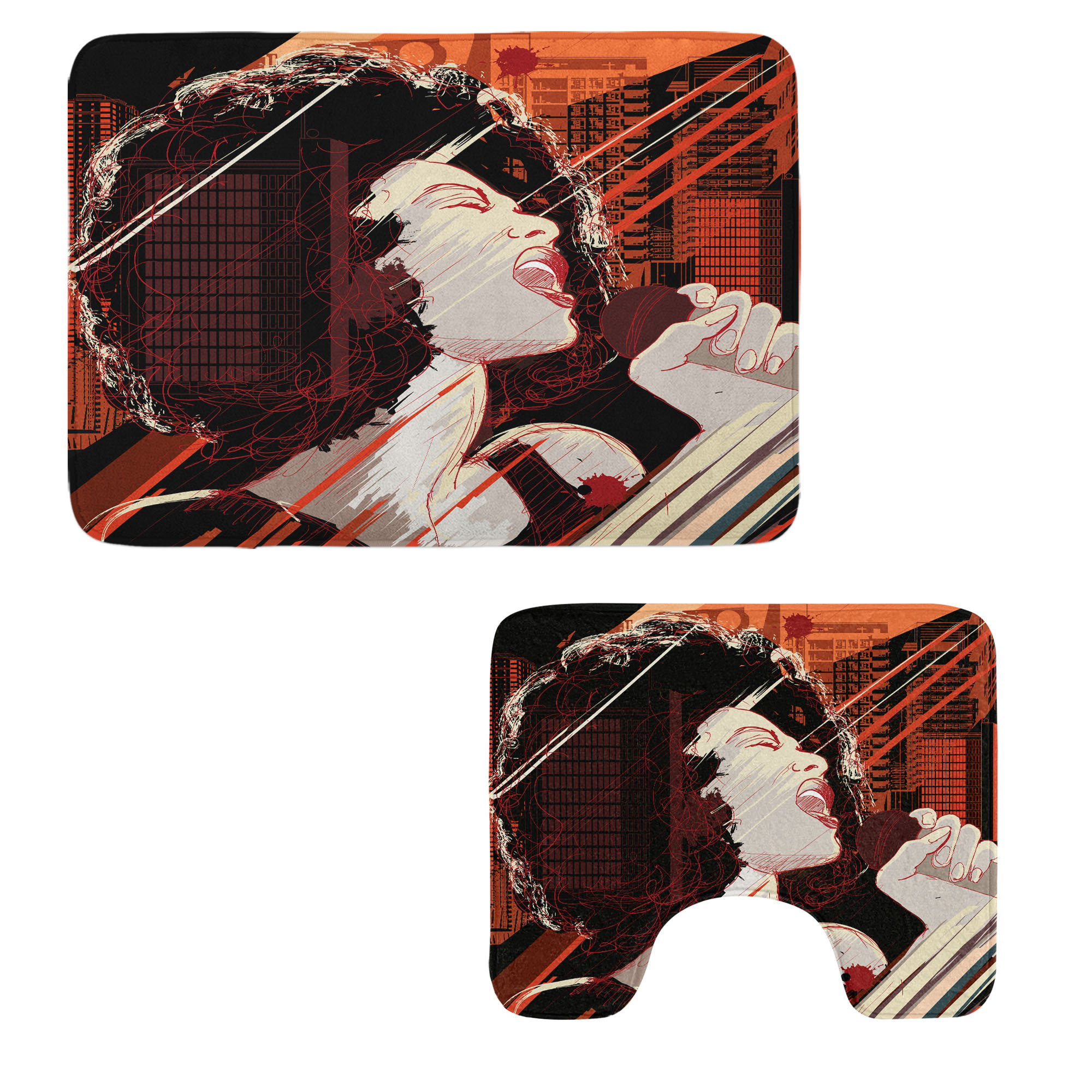 East Urban Home Afro Bathroom Rug Set 2 Pieces Rectangle & Contour Mats ...