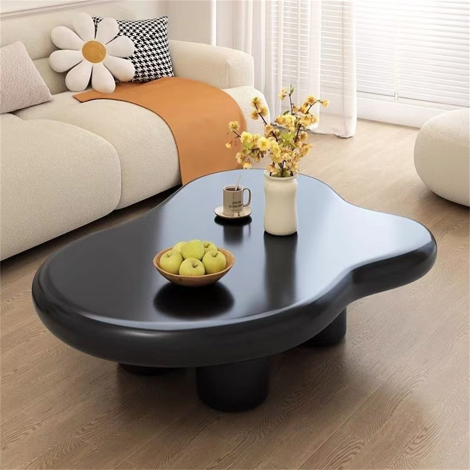Ivy Bronx Coffee table cloud tea table, 3-leg wooden tea table ...