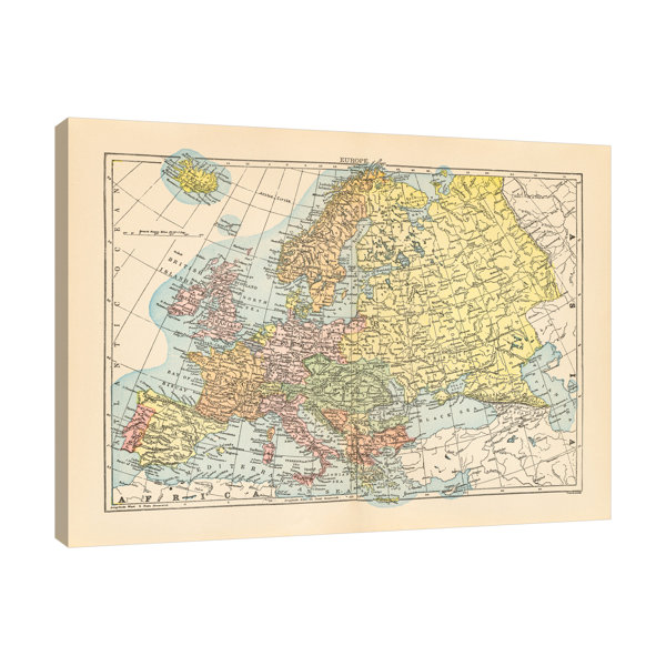 Jaxson Rea Map of Europe by Wild Apple Portfolio - Wrapped Canvas Print ...