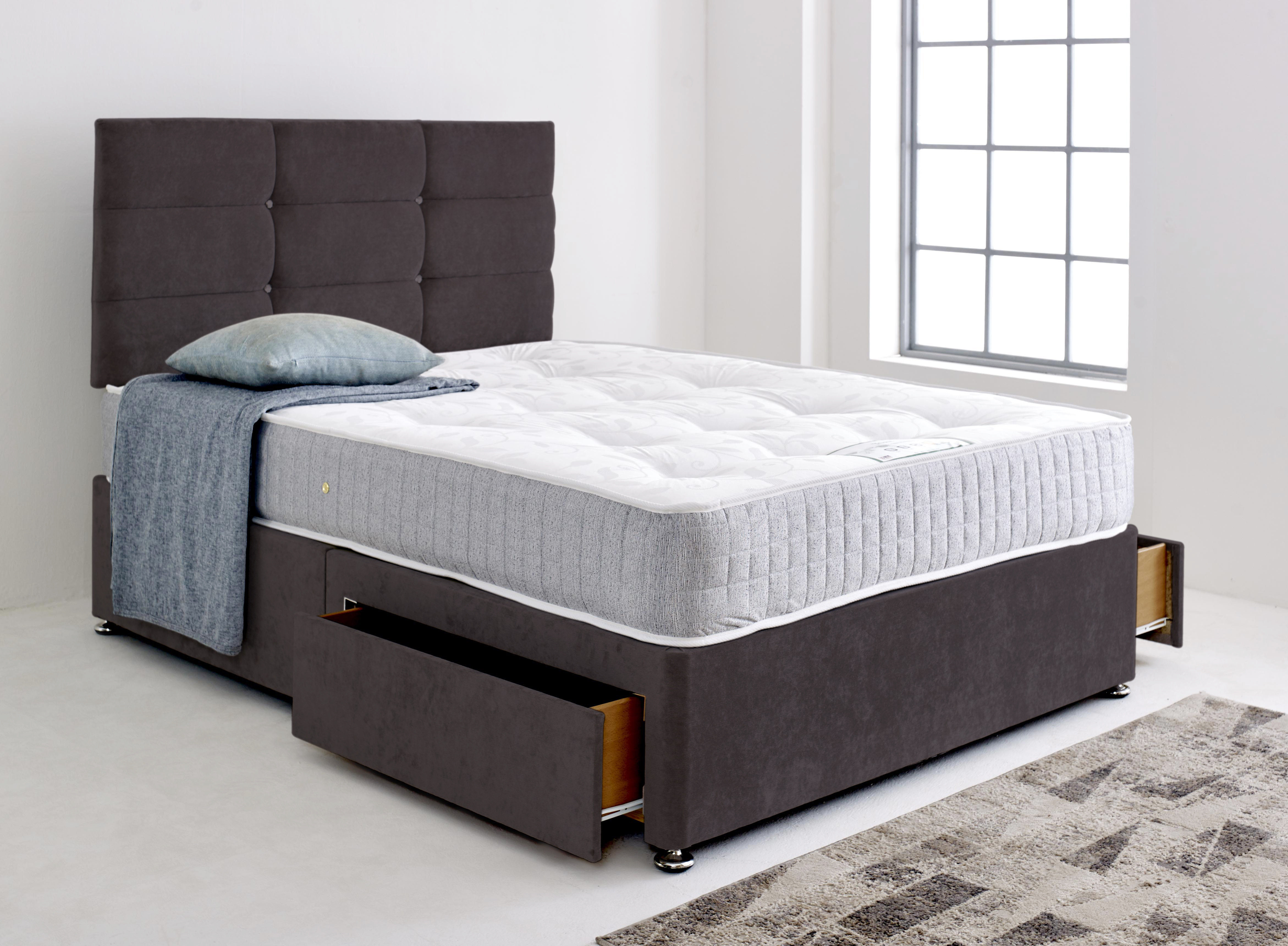 17 Stories Divan Bed Base with Cube Headboard | Wayfair.ie