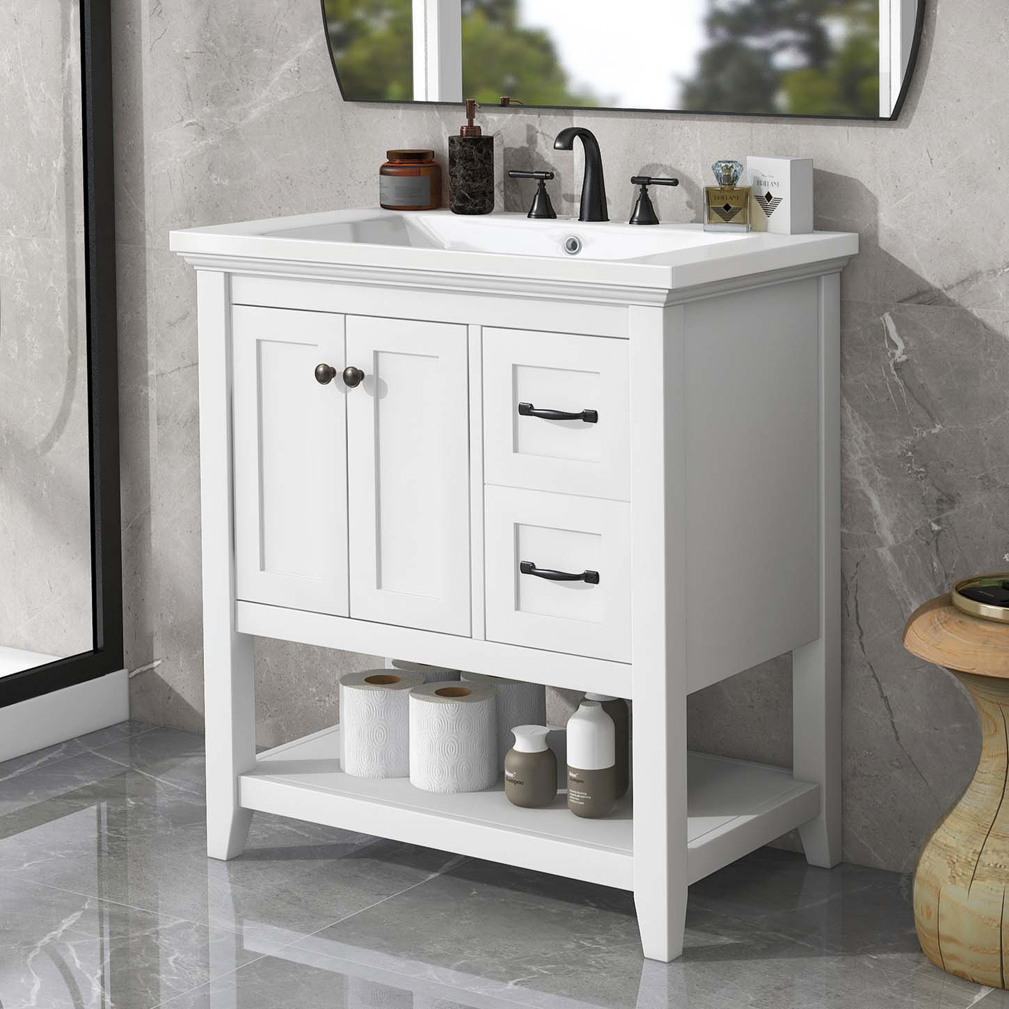 Winston Porter Modern Bathroom Vanity With Ceramic Sink Top, Vanity ...