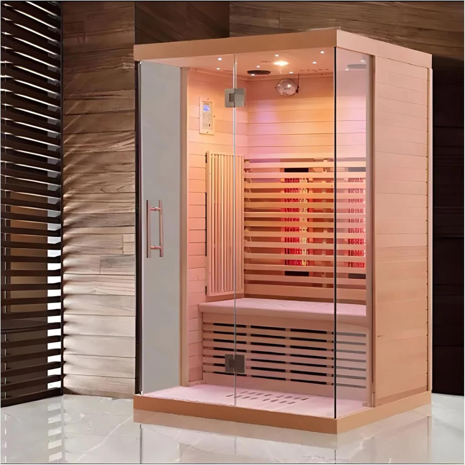 ZONEMEL Dry Far Infrared Sauna Room, 2 Person Indoor Sauna with Full ...