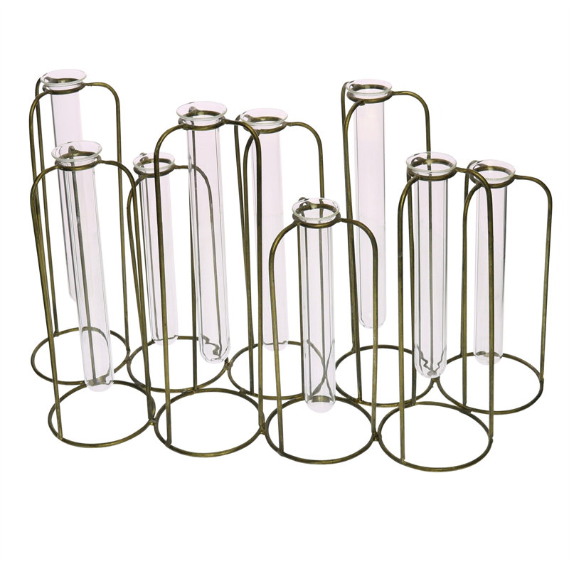 Sand & Stable™ 9 Piece Lailah Clear/Gold Indoor / Outdoor Stainless ...