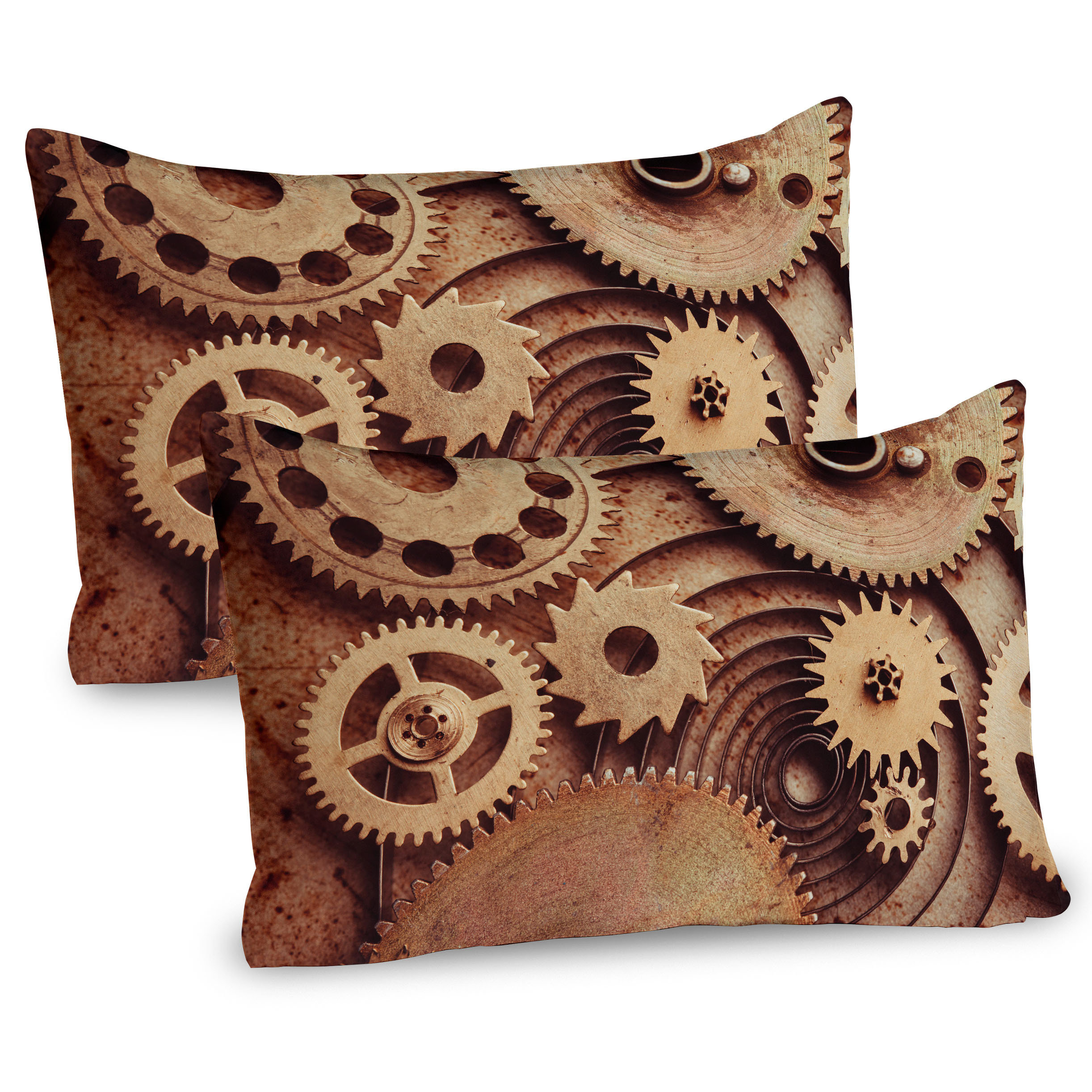 Ambesonne Industrial Pillow Sham 2 Pack Clocks Gears Cinnamon | Wayfair