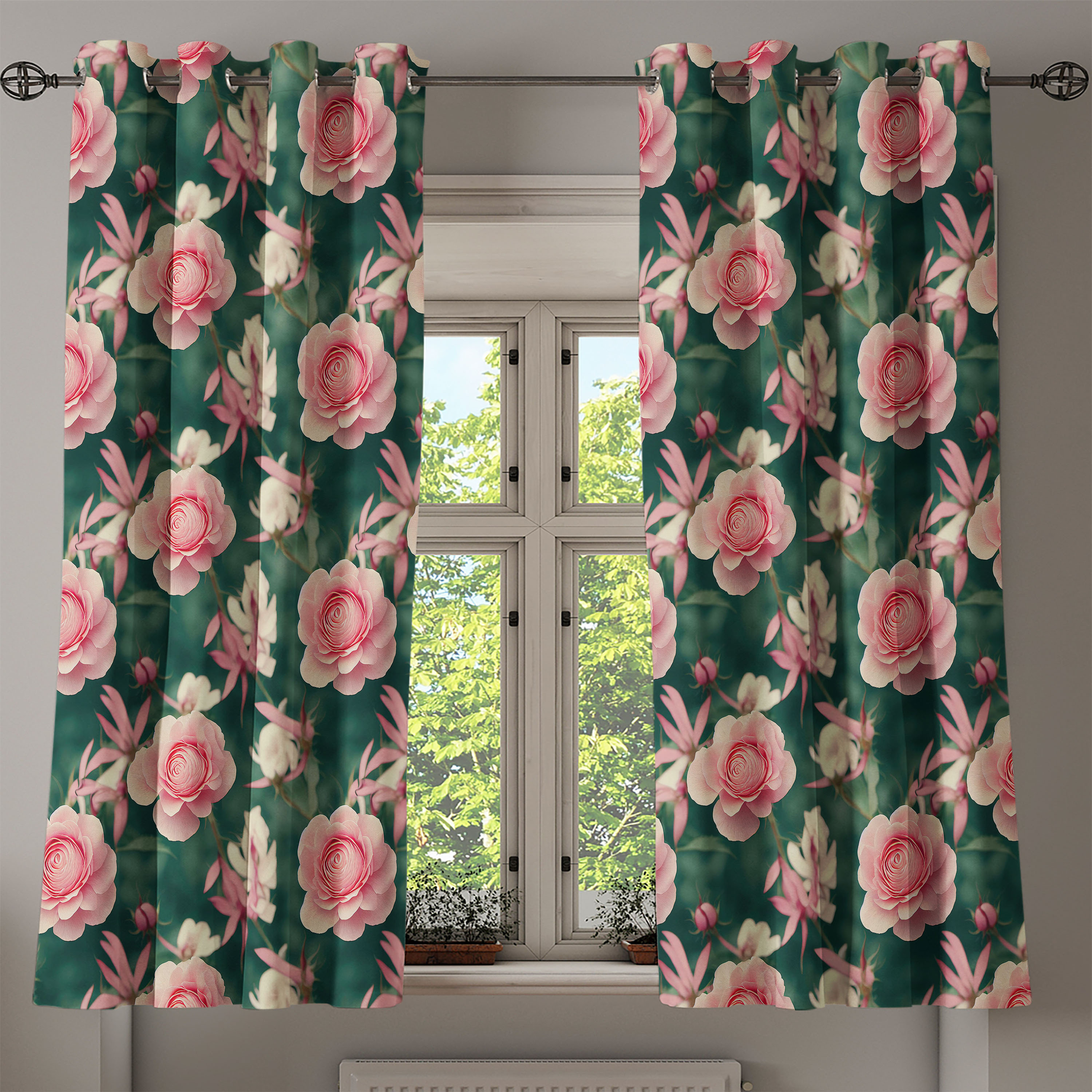 Astoria Grand Spring Grommet Curtain Roses of Garden Romantic Hunter ...