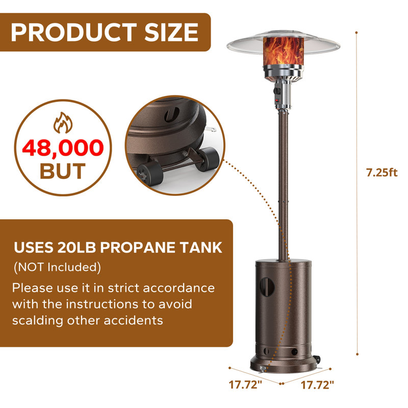 FANGFLOWER Propane Heater, 48,000 BTU Outdoor Heaters with Auto-off ...