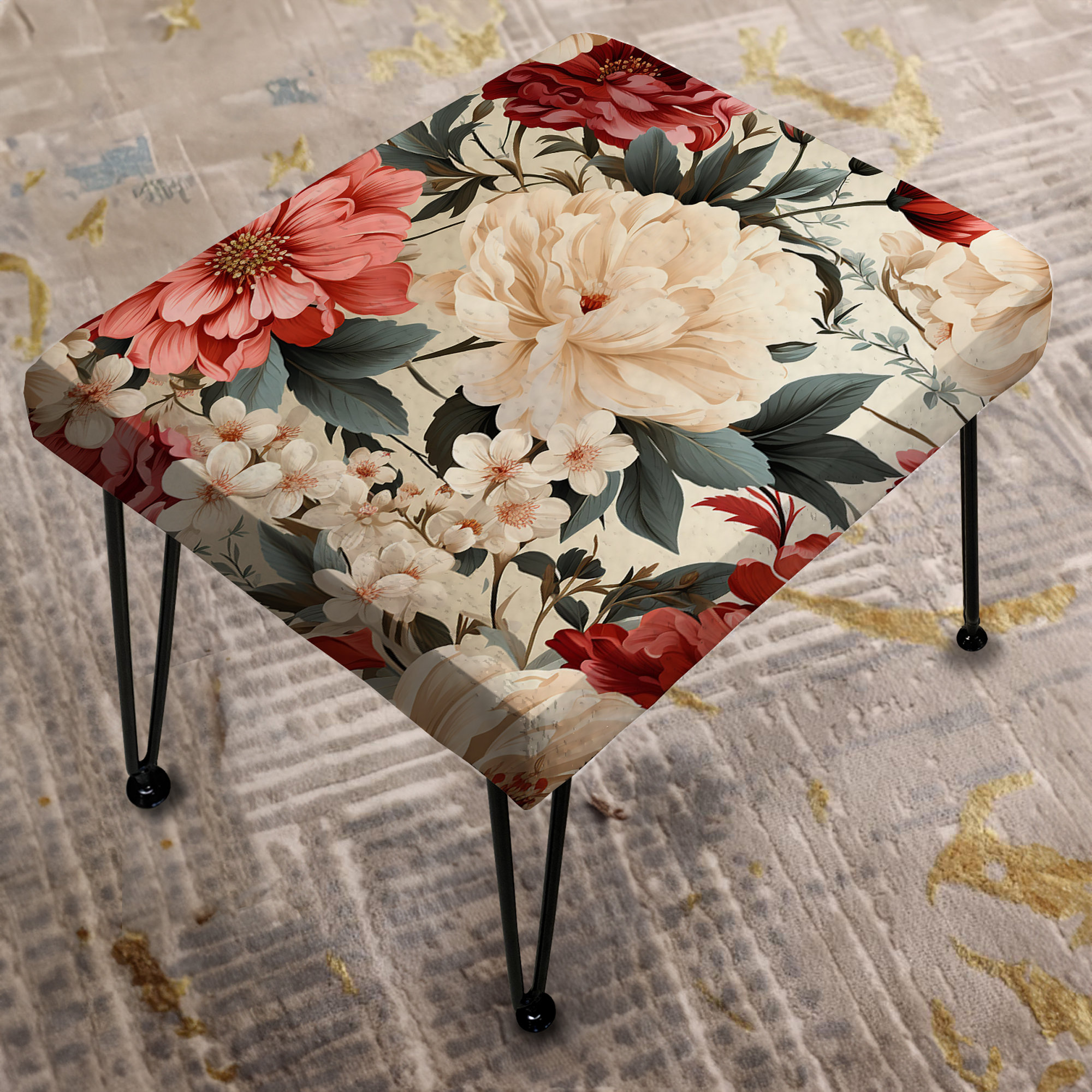 Design Art White Coral Rustic Whispers - Cottage Rectangle Ottoman ...