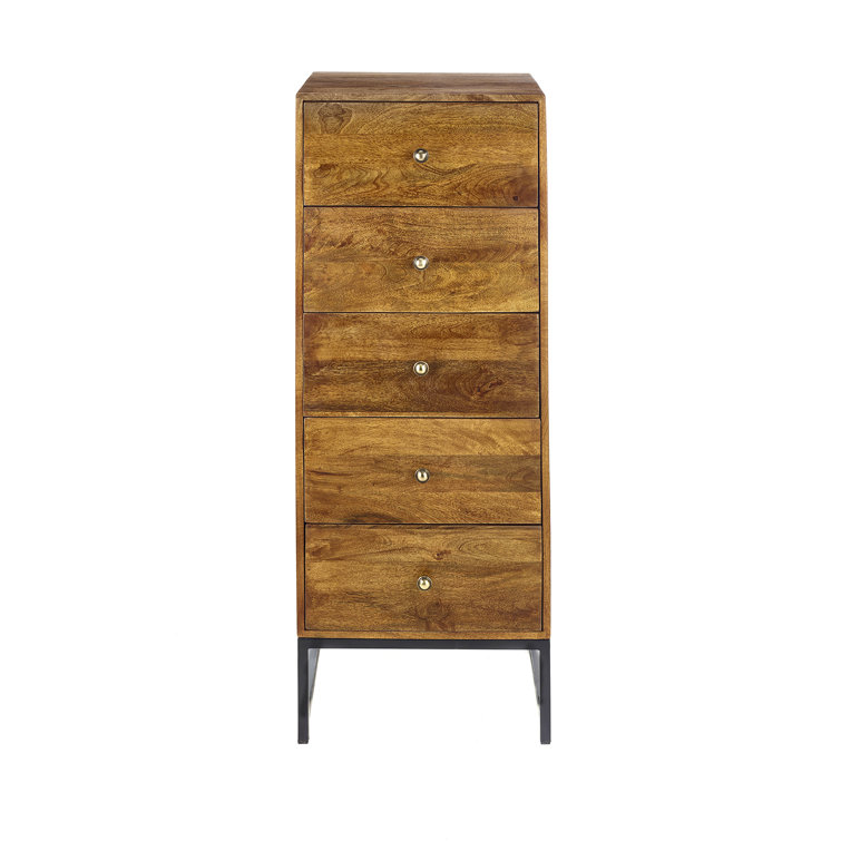Union Rustic Solid Mango Wood Tall 5 Boy Chest Of Drawers Dark Oak ...