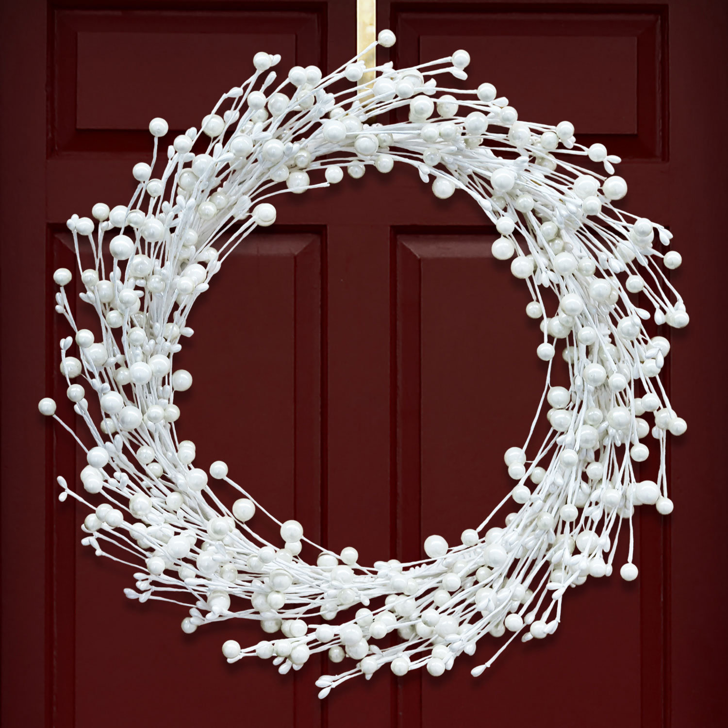 Primrue 20-Inch White Faux Pearl Wreath – All-Season Front Door Decor ...