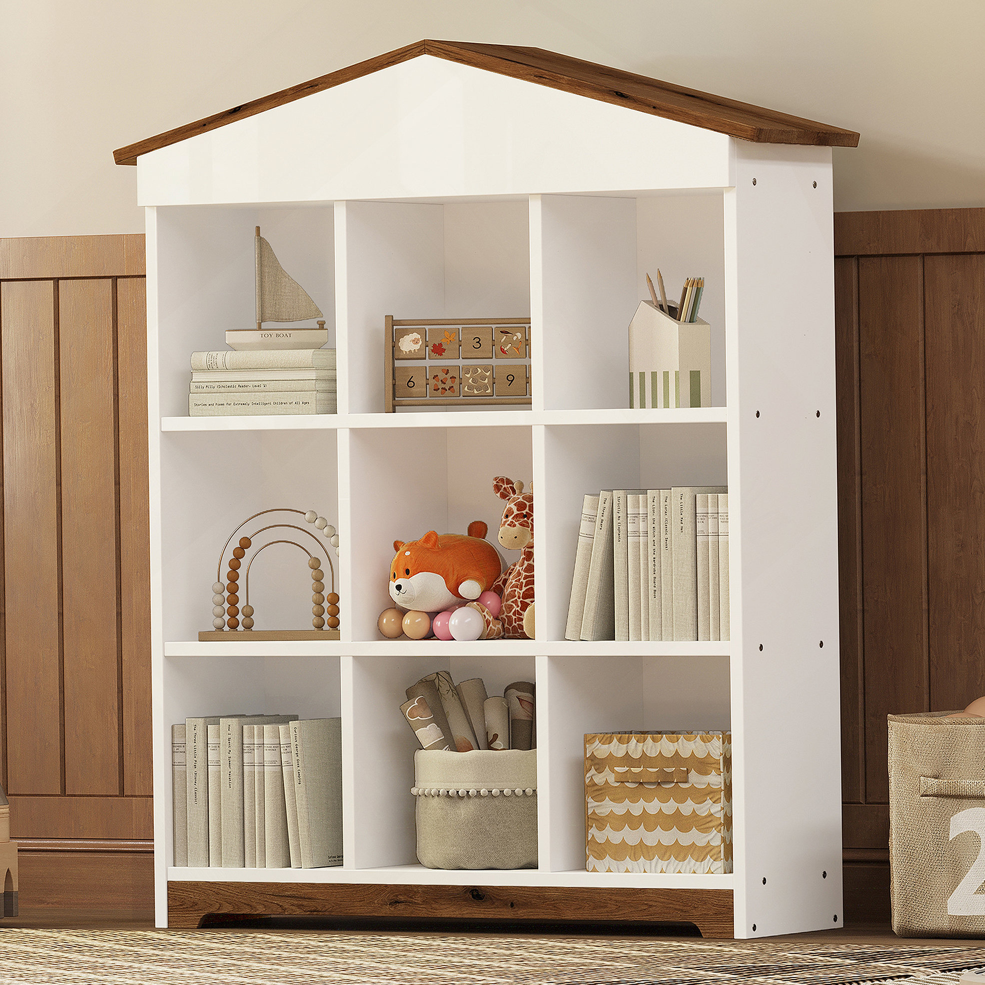 Ophelia & Co. House-Shaped Storage Rack With Nine Storage Compartments ...