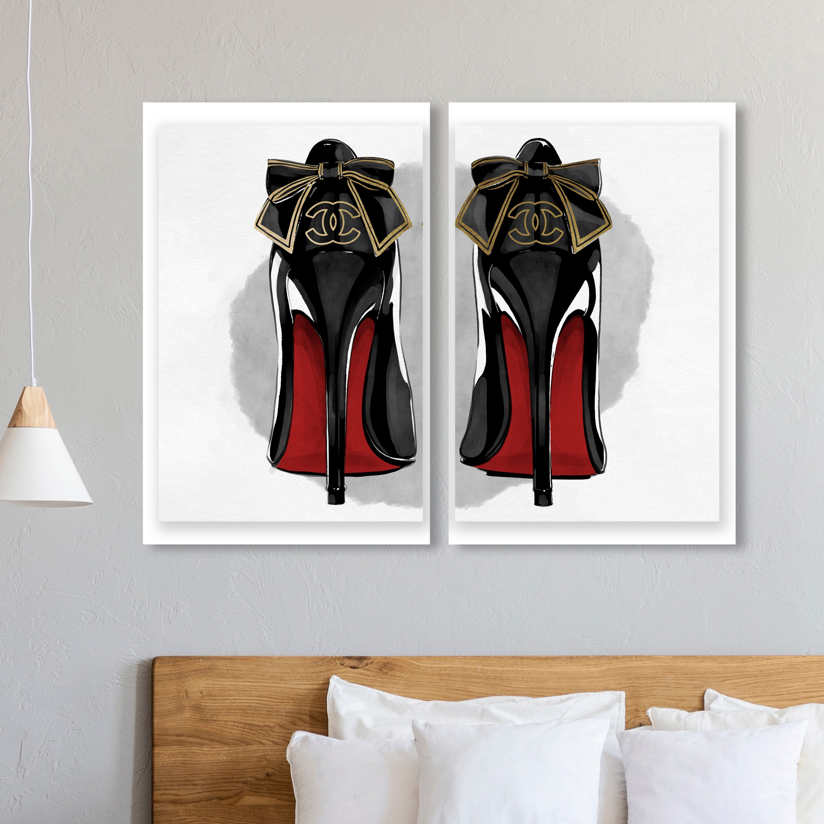 Oliver Gal Heels " Heels From Paris Diptych, Fashion Runway Glam Black ...