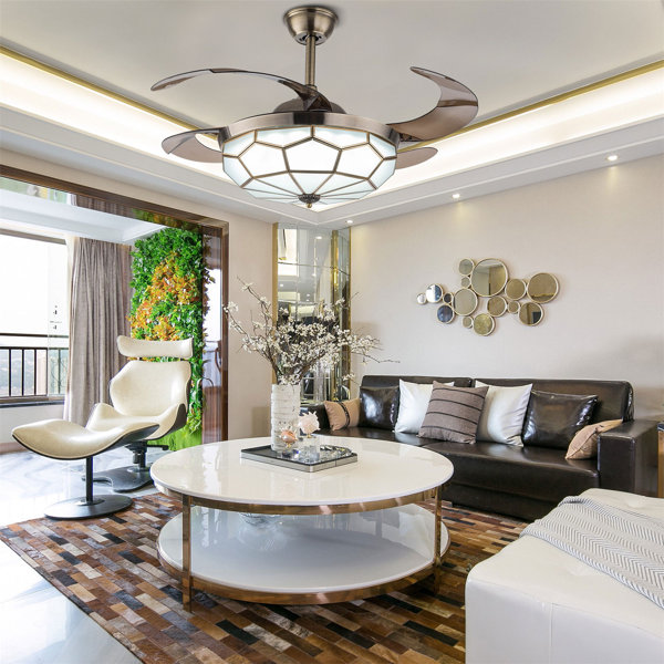 Red Barrel Studio® 42" 4-Blade Modern Tiffany Style Retractable Ceiling ...