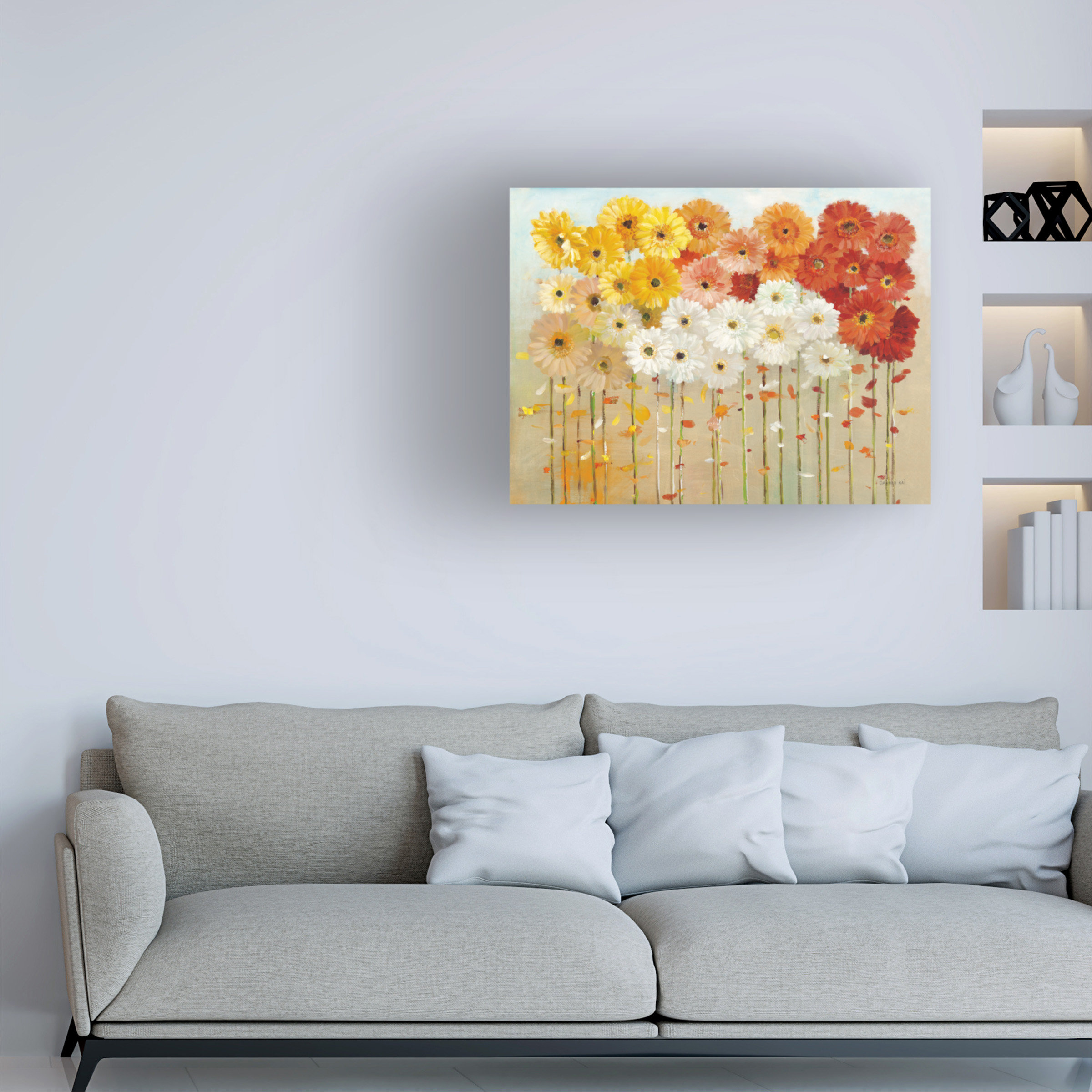 Ebern Designs Bolog Danhui Nai Daisies Fall Canvas Art | Wayfair