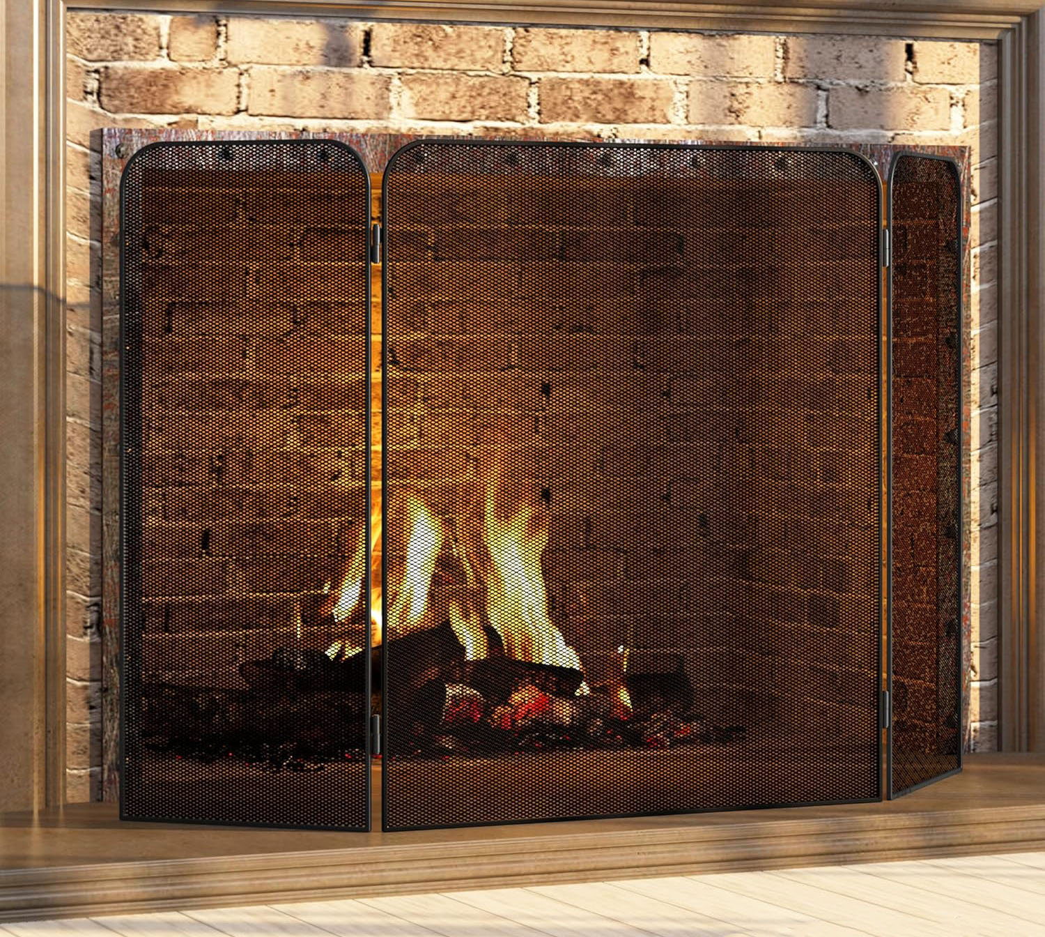 Corrigan Studio® 3-Panel Metal Fireplace Screen For Fireplace Fire ...