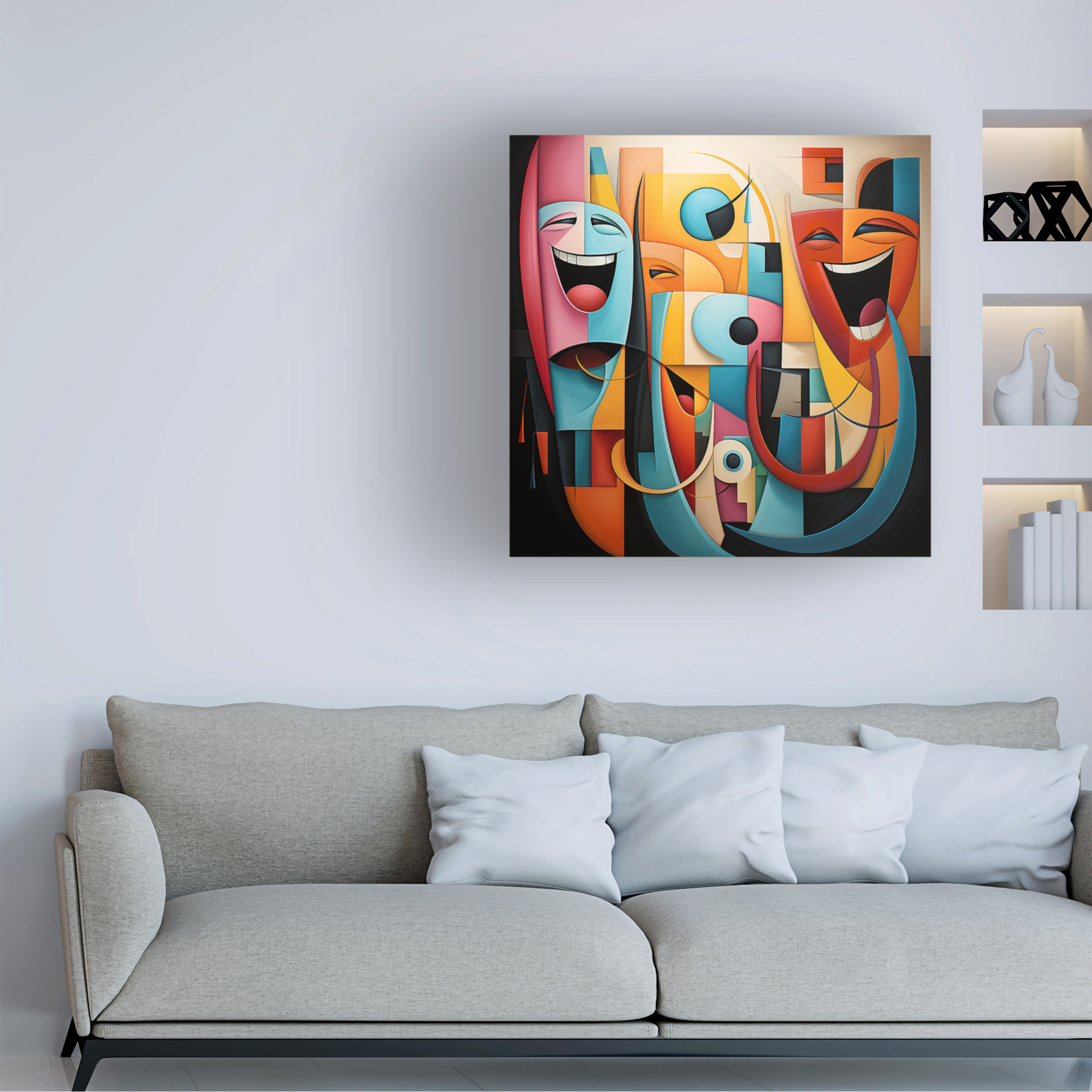 Wade Logan Abstract Happy Cubism 2 On Canvas by Ray Heere Print ...