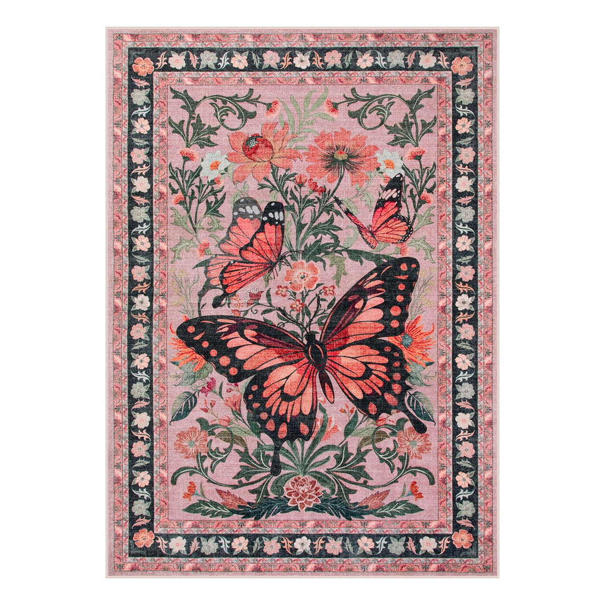 Dakota Fields Butterfly Machine Washable Rugs 5x7, Pink Rugs For ...
